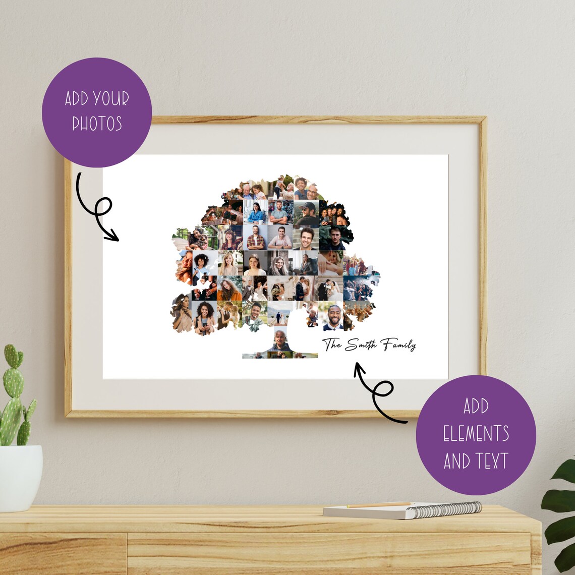 Custom Family Tree Photo Collage Template Family Reunion Tree - Etsy