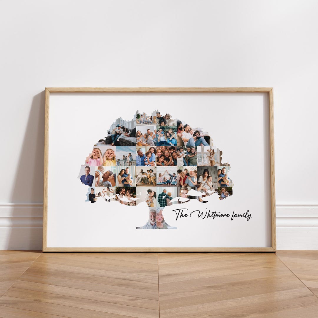 Printable Family Tree Photo Collage Canva Template Custom Family Tree ...