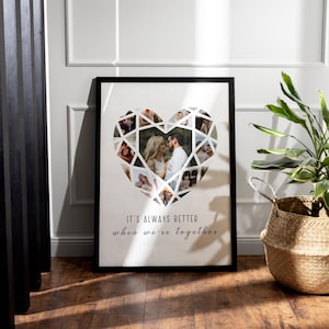 Heart Photo Collage Template Anniversary Gift for Him Personalized ...