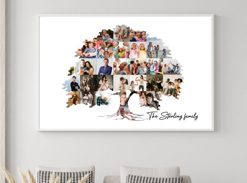Family Tree Photo Collage Canva Template for Family Reunion Printable ...