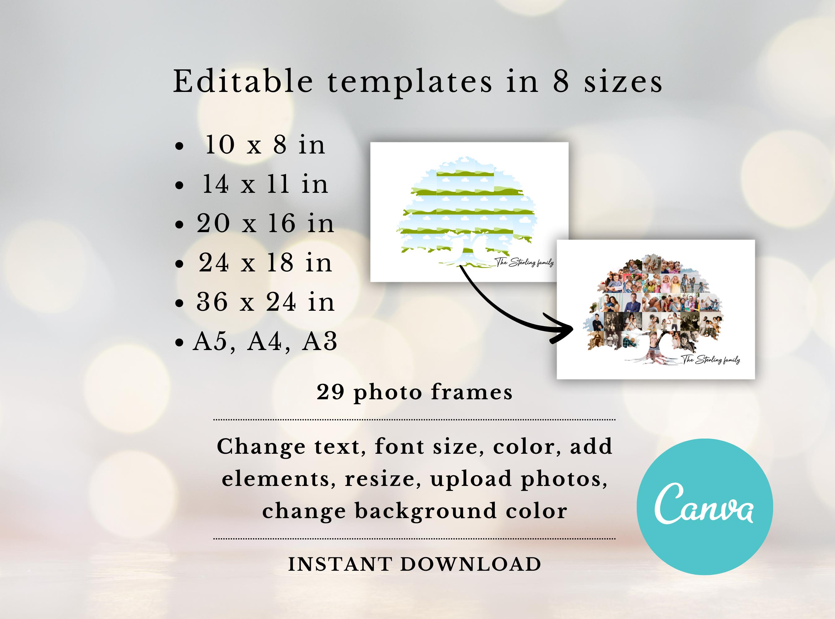 Family Tree Photo Collage Canva Template for Family Reunion Printable ...