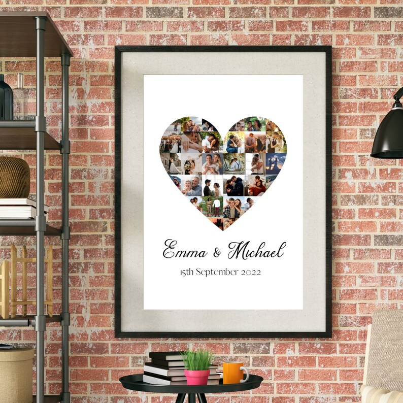 Heart Shaped Photo Collage Template Heart Collage Poster Anniversary ...