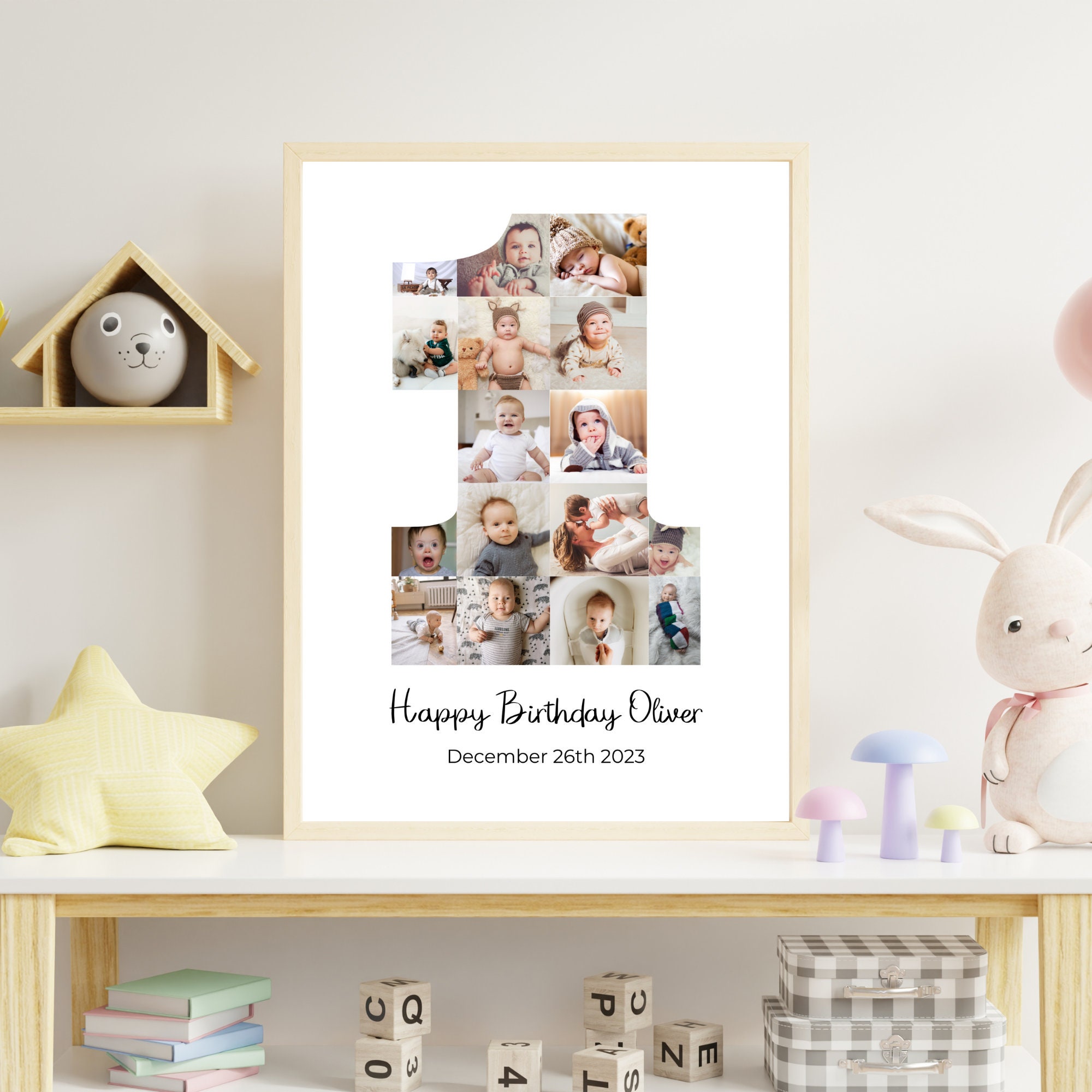 First Birthday Photo Collage Canva Template 1st Birthday Collage for a ...