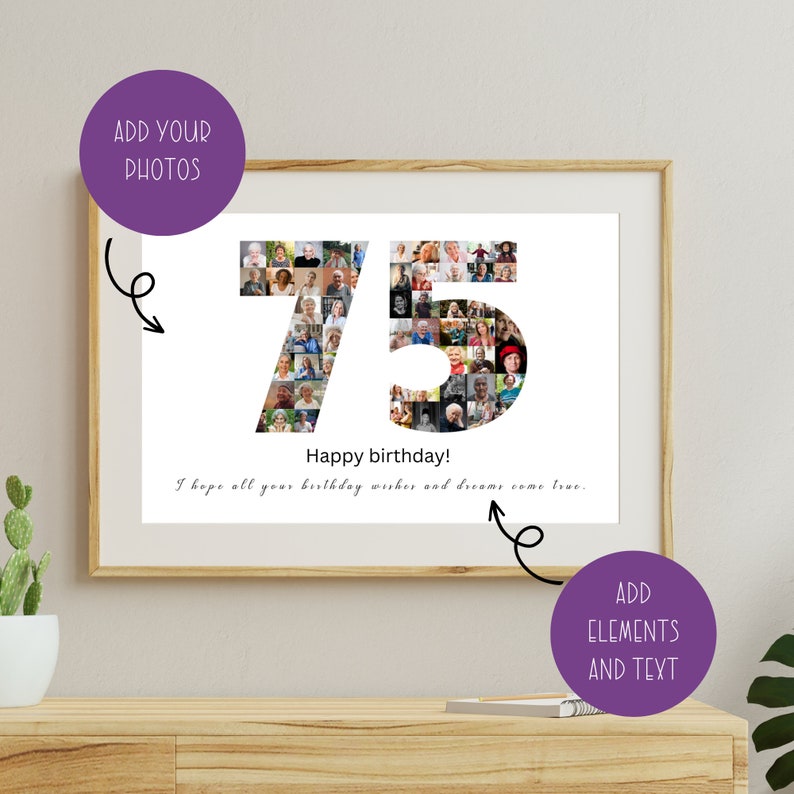 75th Birthday Photo Collage Template 75th Birthday Gift for - Etsy