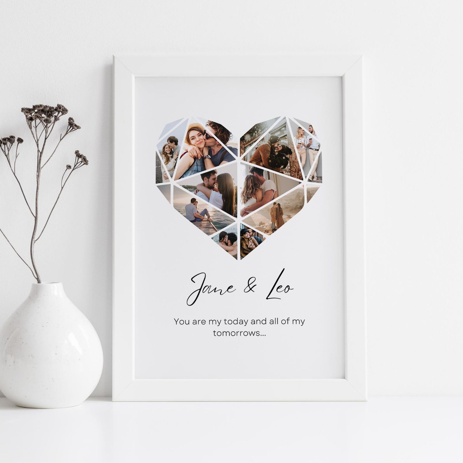 Heart Photo Collage Canva Template Personalized Valentine's Day Gift ...