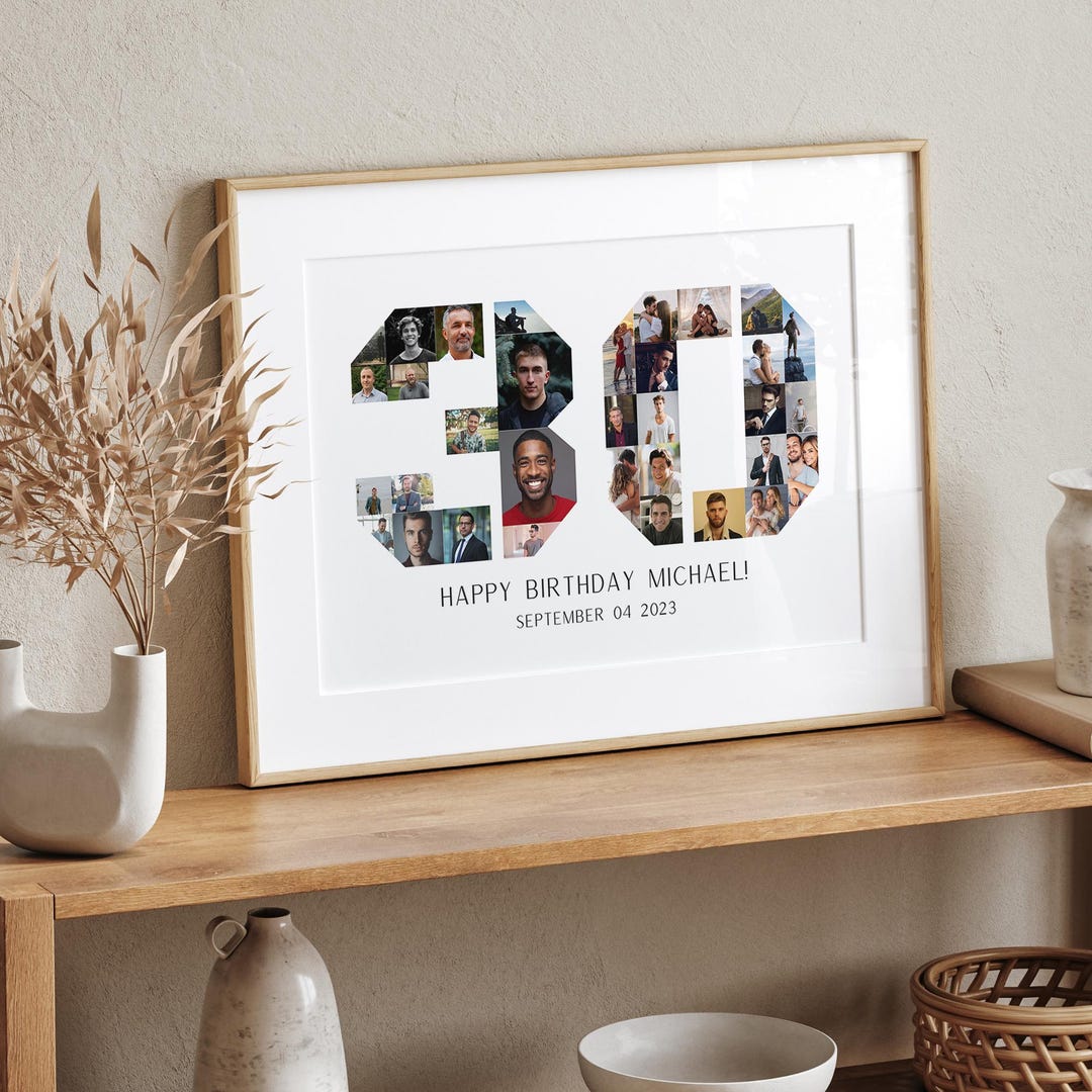 30th Birthday Photo Collage Canva Template 30th Birthday Gift for Women ...