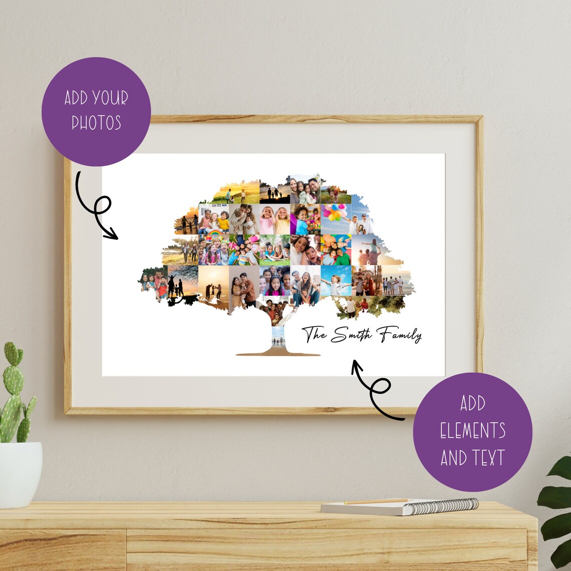 Family Tree Photo Collage Canva Template Family Reunion Gift - Etsy