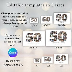 50th Birthday Photo Collage Canva Template Number Photo Collage 50th ...