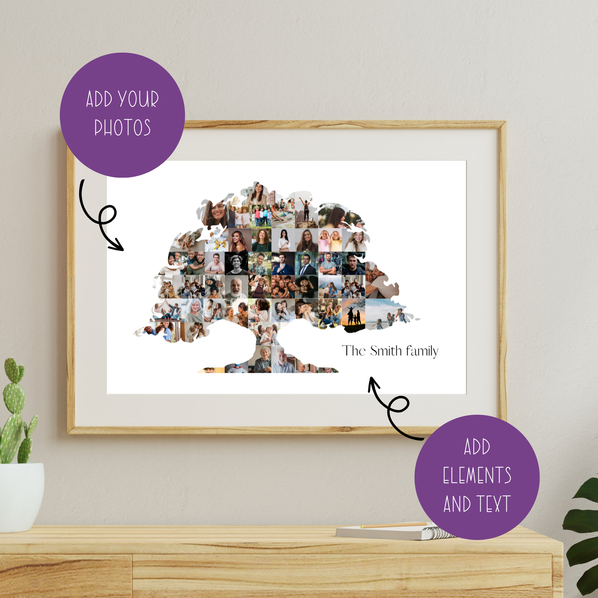 Family Tree Photo Collage Canva Template Family Tree Picture Frame ...
