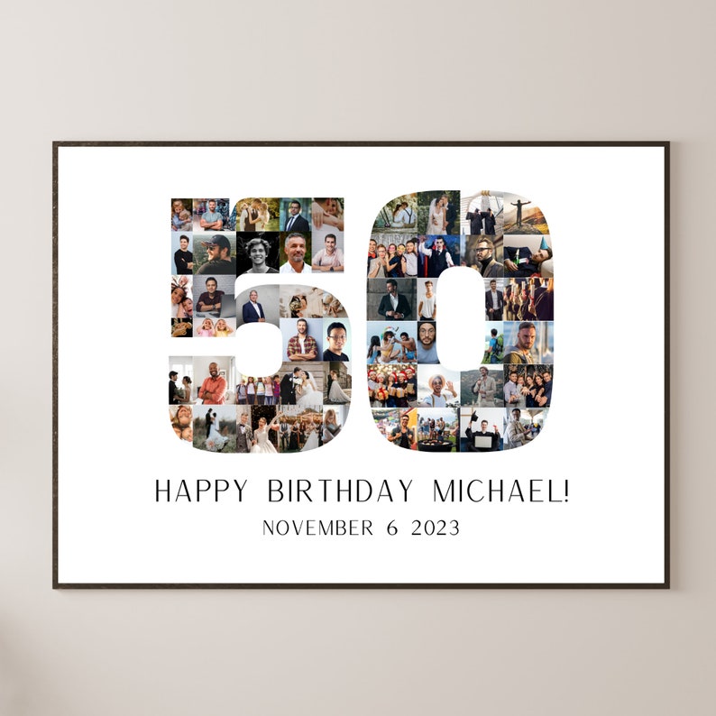50th Birthday Photo Collage Template Number Photo Collage 50th ...