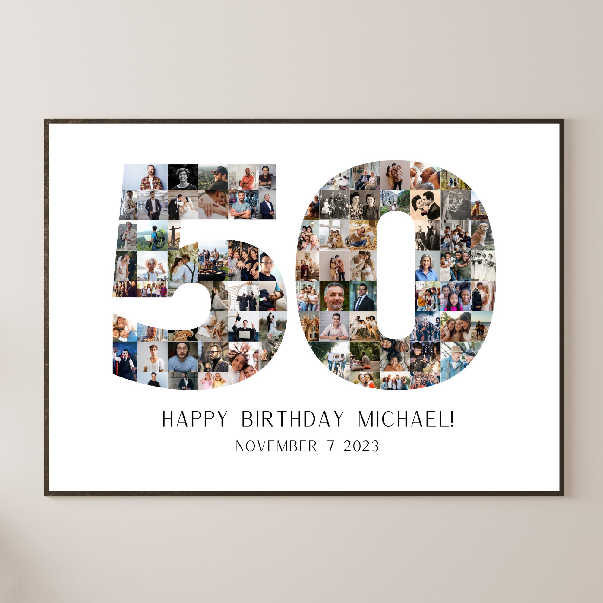 50th Birthday Photo Collage Canva Template Number Photo Collage 50th ...