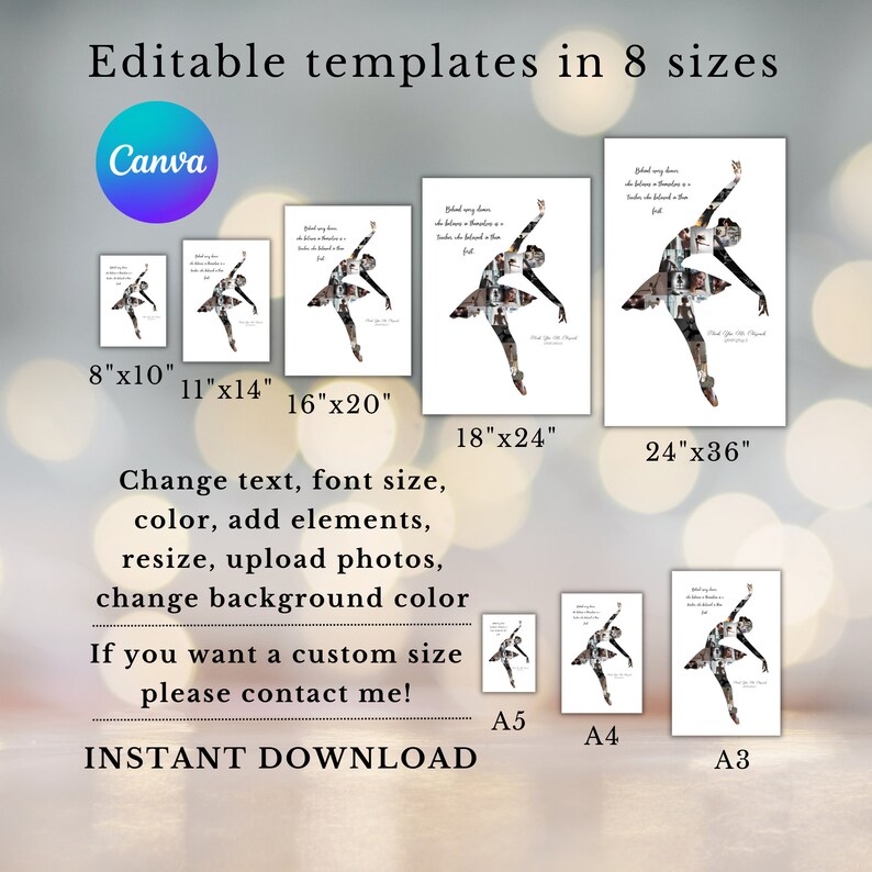 Ballerina Photo Collage Canva Template Ballet Dancer Photo Collage Gift ...