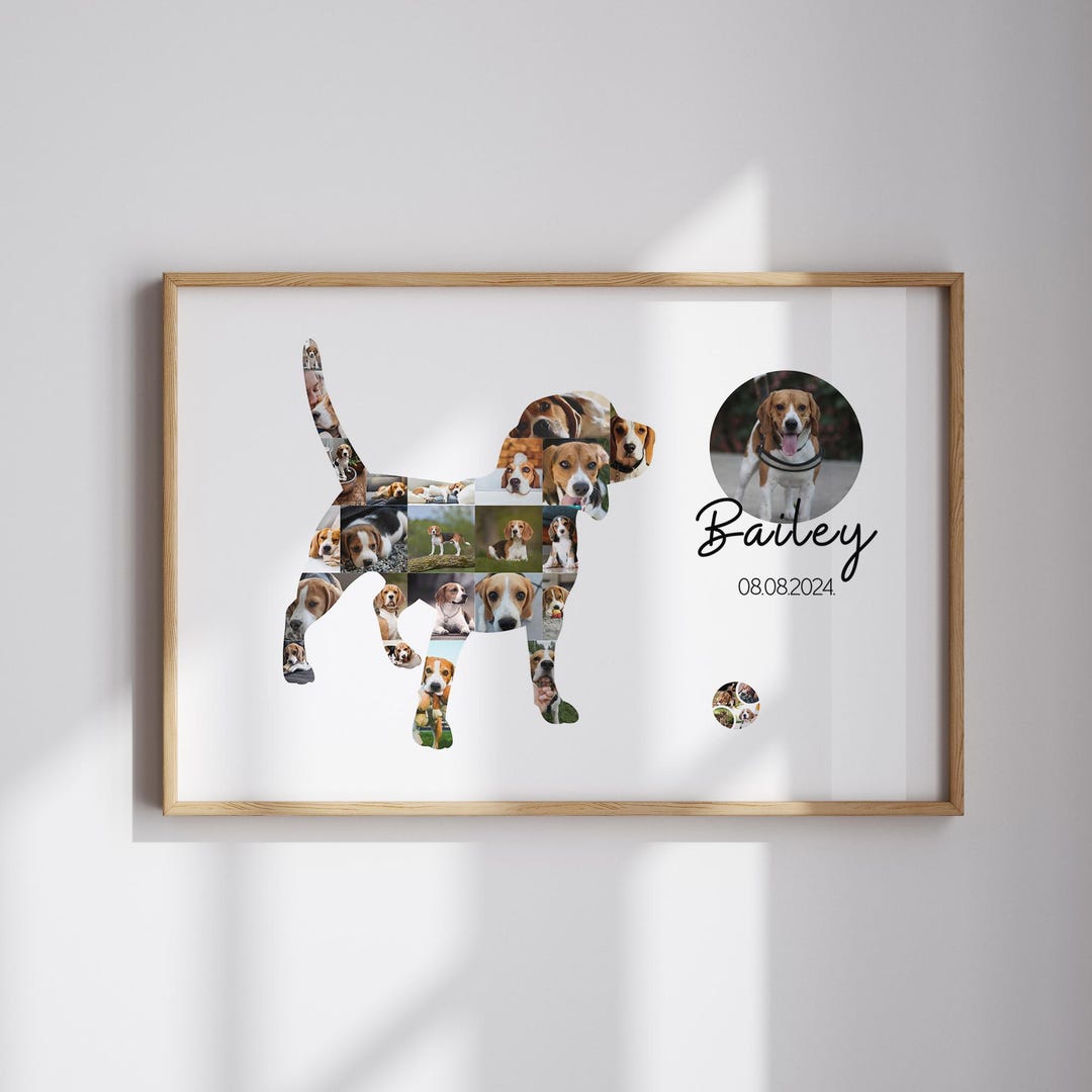 Beagle Photo Collage Canva Template Dog Memorial Picture Collage ...
