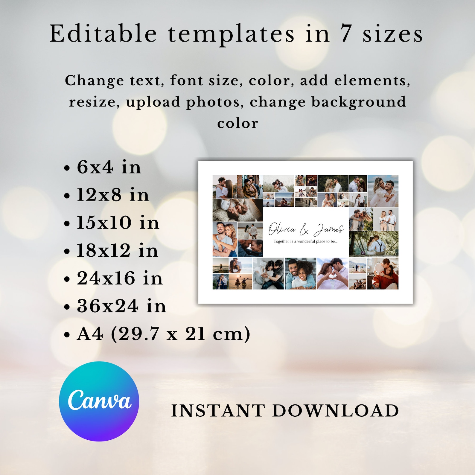 Anniversary Photo Collage Canva Template Photo Collage Poster Custom ...