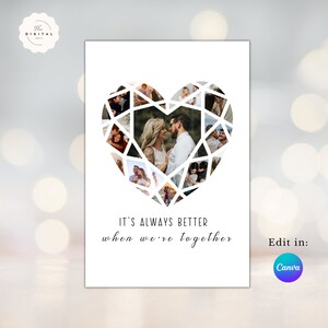 Heart Photo Collage Template Anniversary Gift for Him Personalized ...