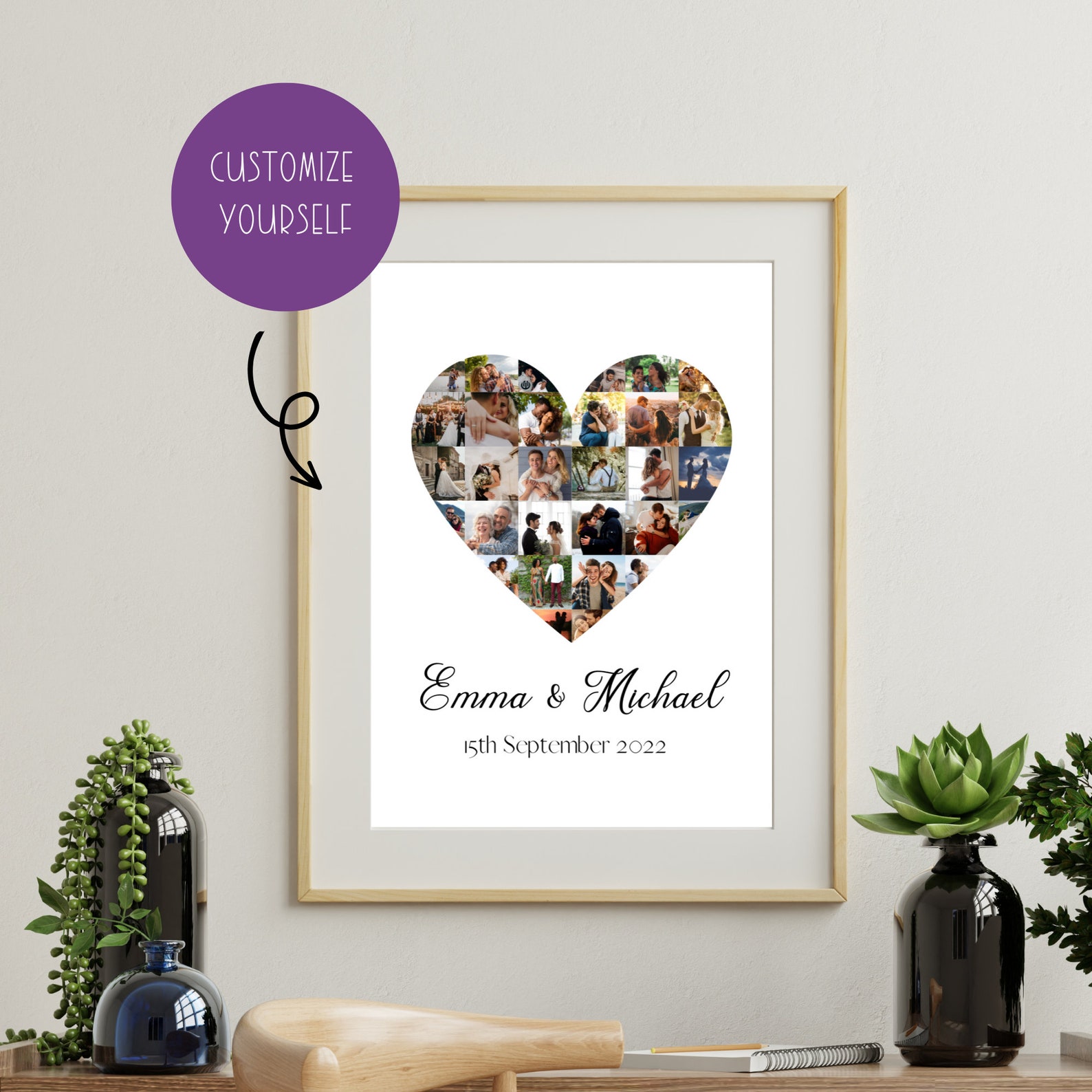 Heart Shaped Photo Collage Template Heart Collage Poster Anniversary ...