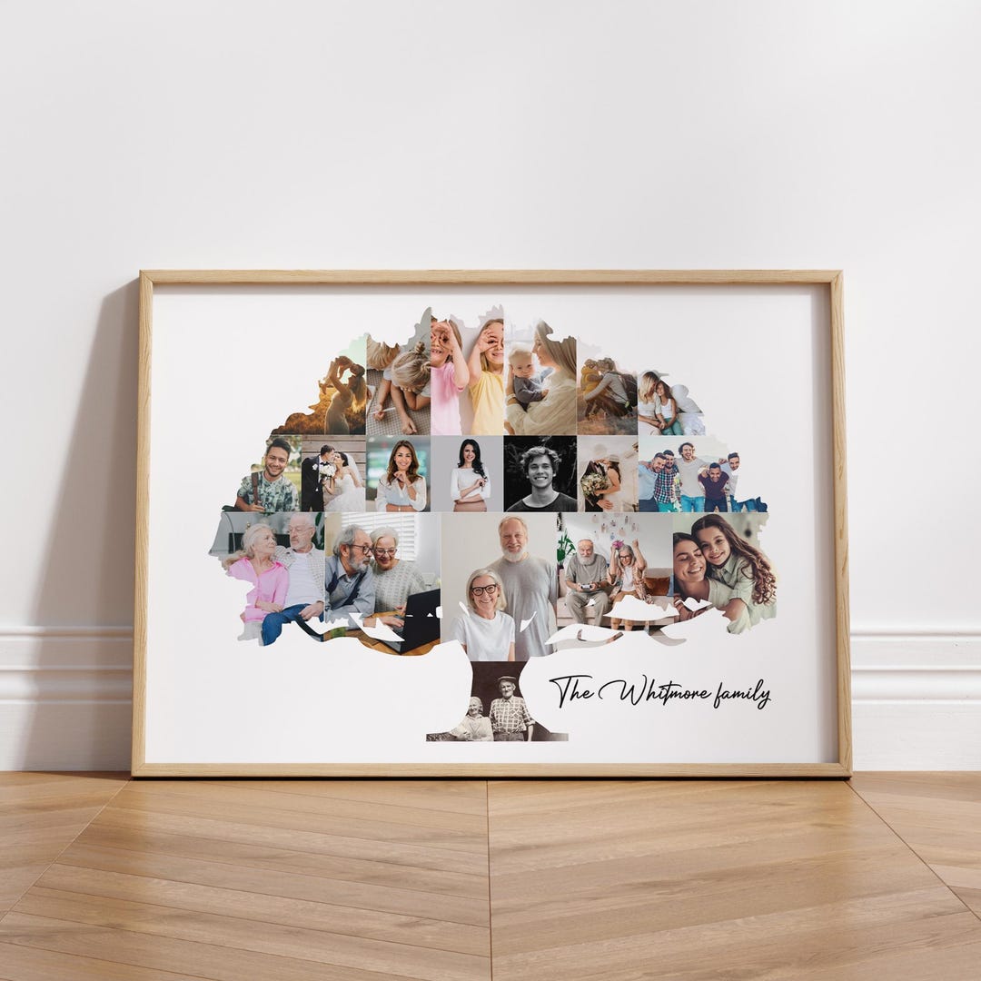 Family Tree Photo Collage Canva Template Custom Family Picture Collage ...