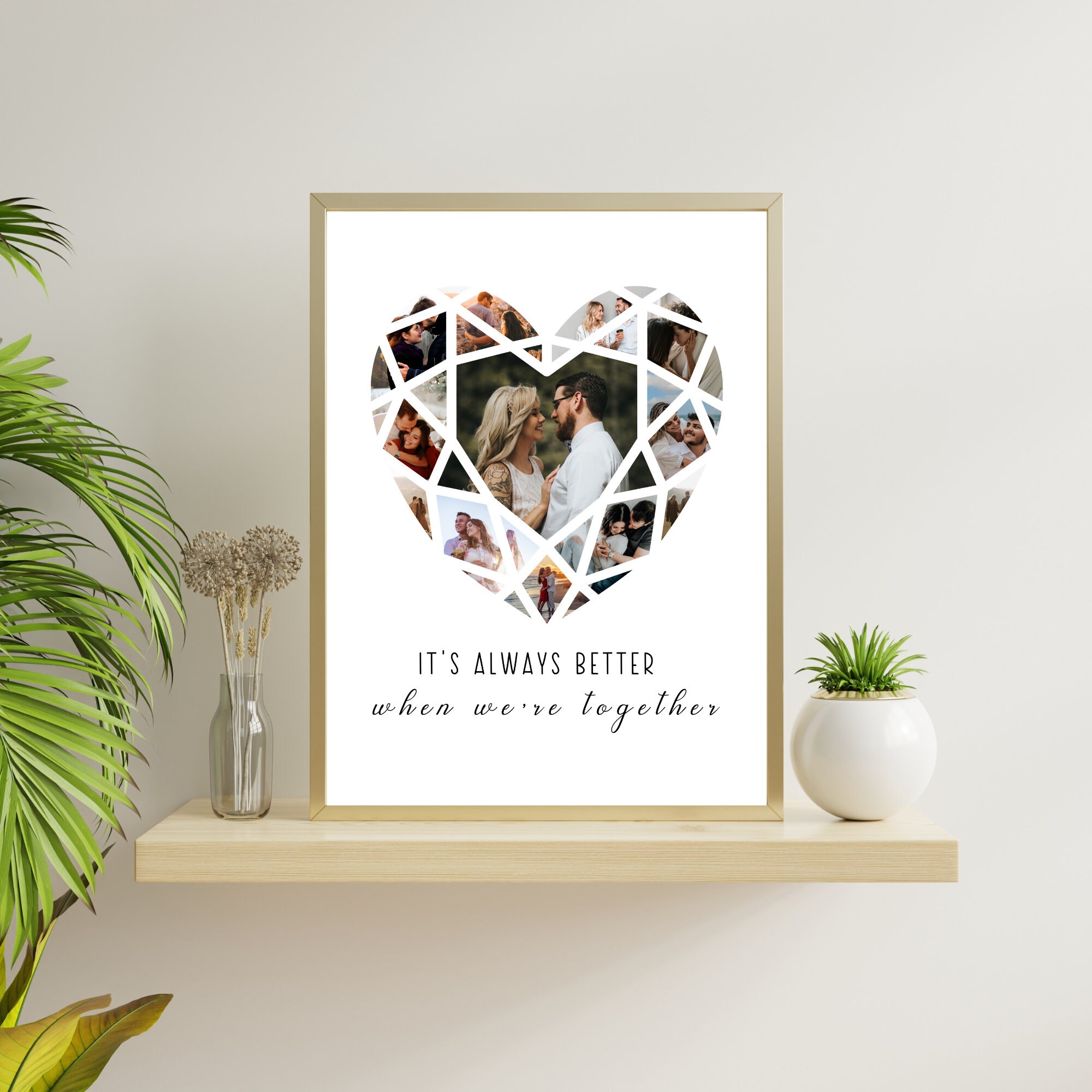 Heart Photo Collage Template Anniversary Gift for Him Personalized ...