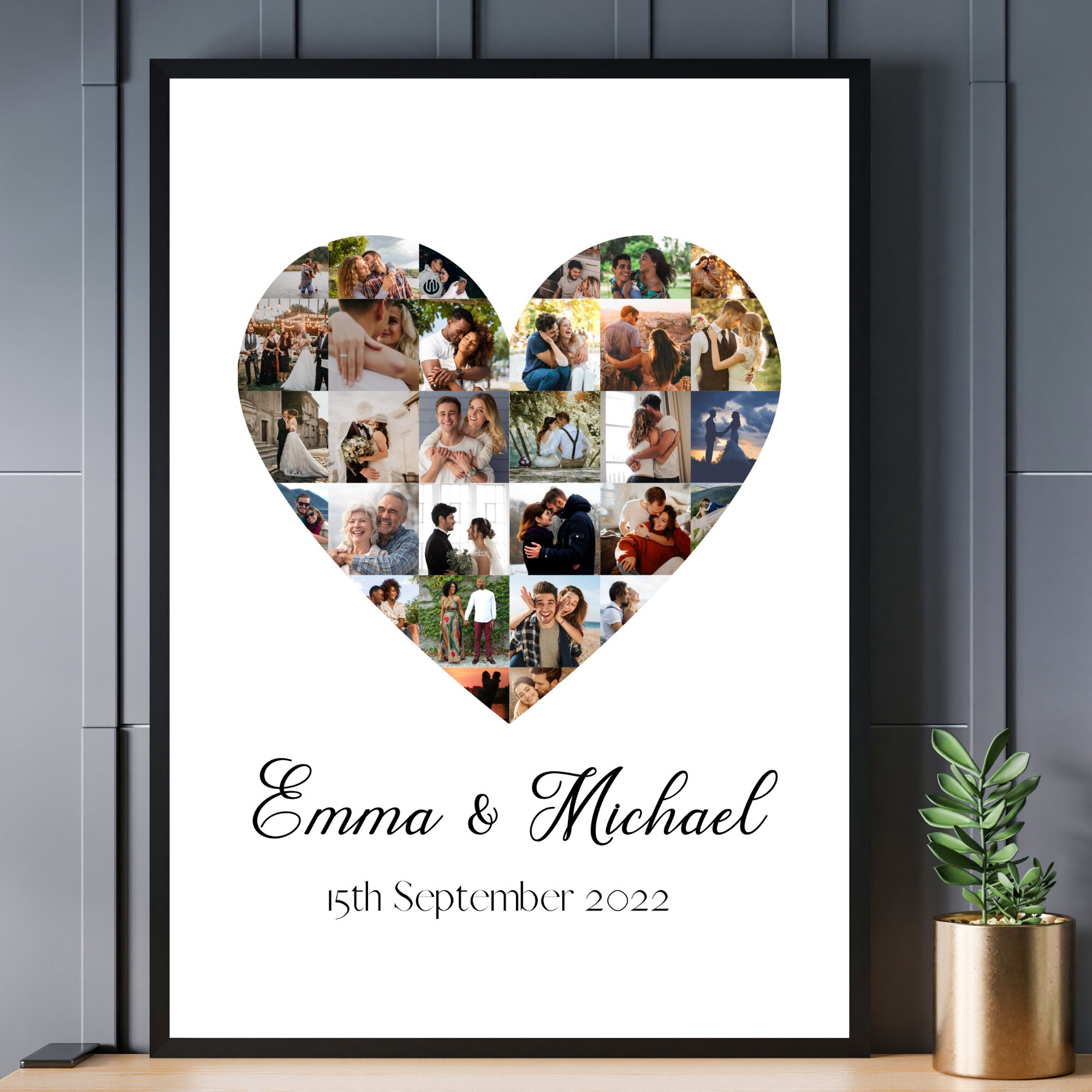 Heart Shaped Photo Collage Template Heart Collage Poster Anniversary ...