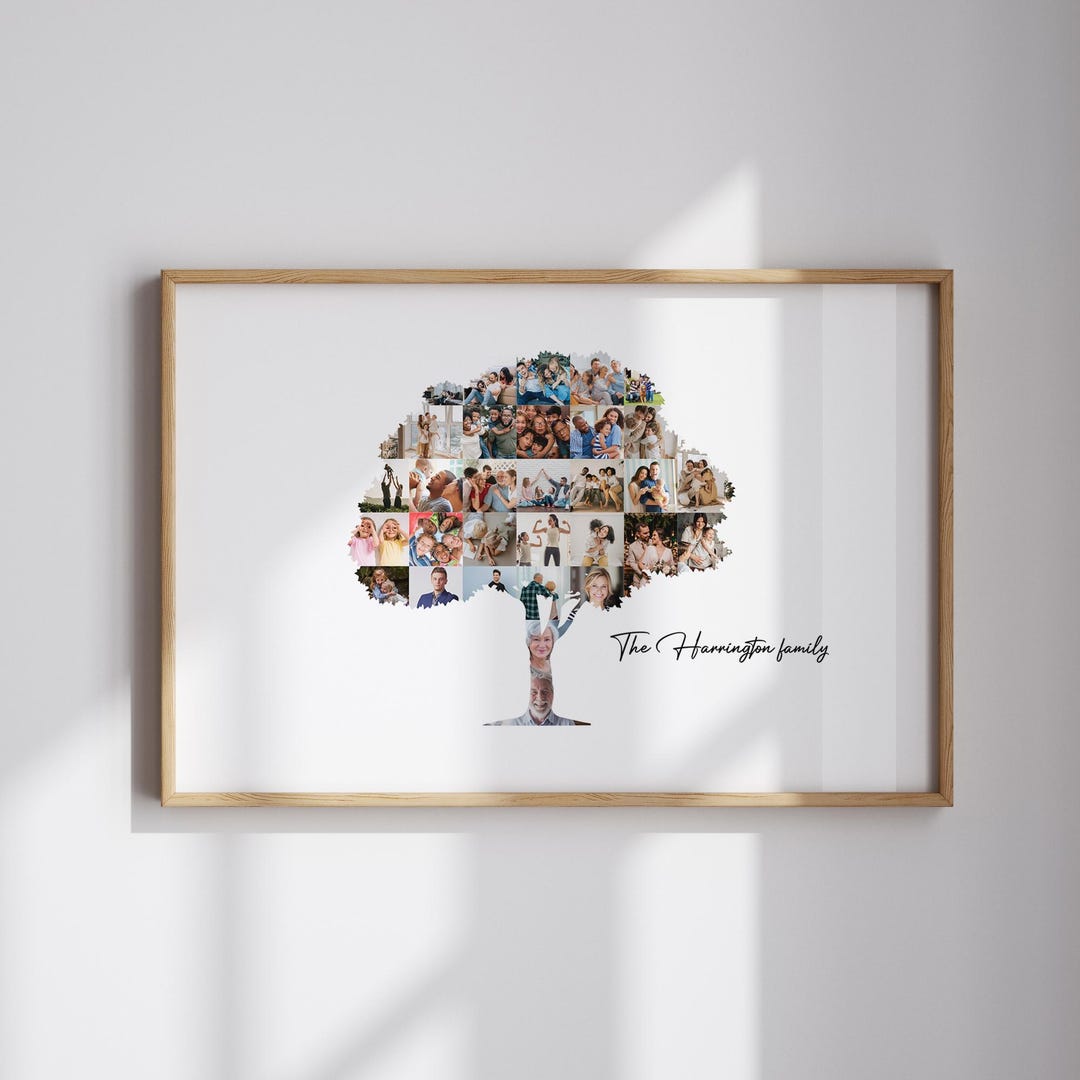 Custom Family Tree Photo Collage Canva Template Printable Family Tree ...