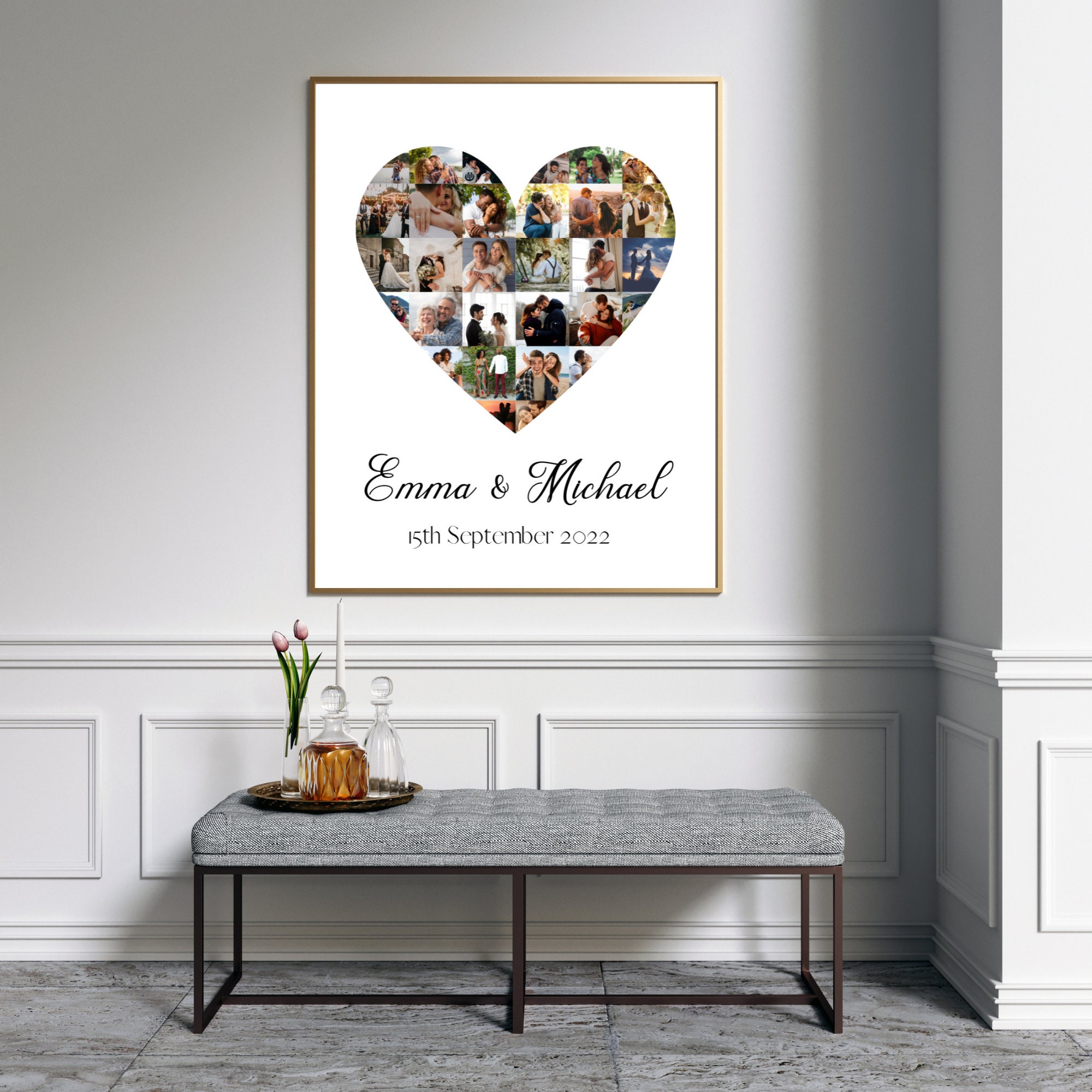 Heart Shaped Photo Collage Template Heart Collage Poster Anniversary ...