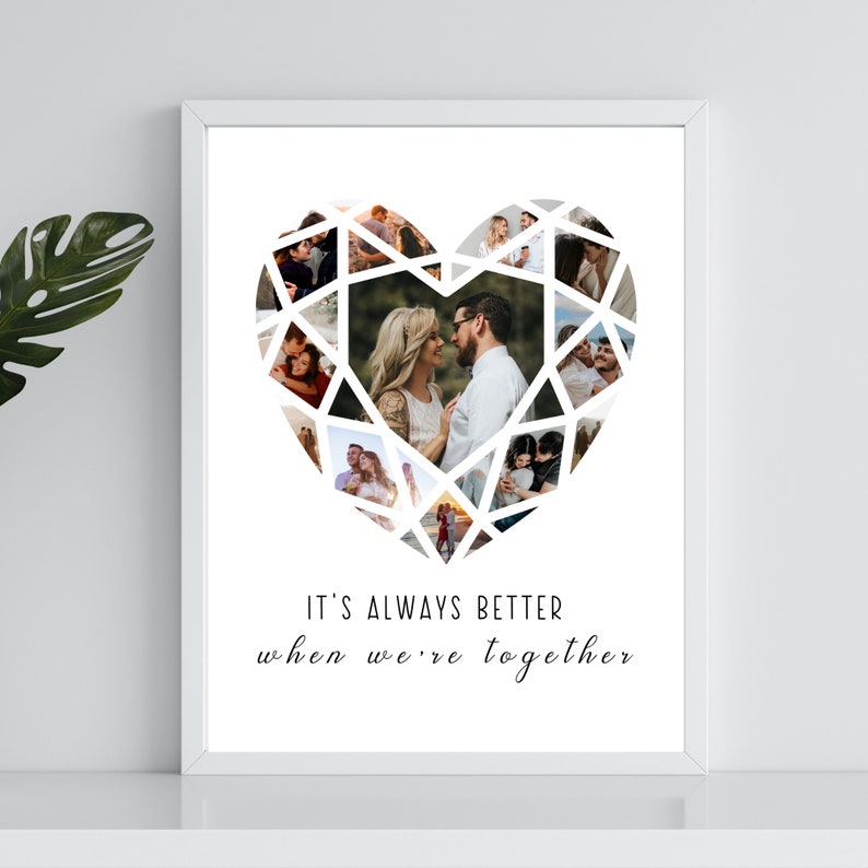 Heart Photo Collage Template Anniversary Gift for Him Personalized ...
