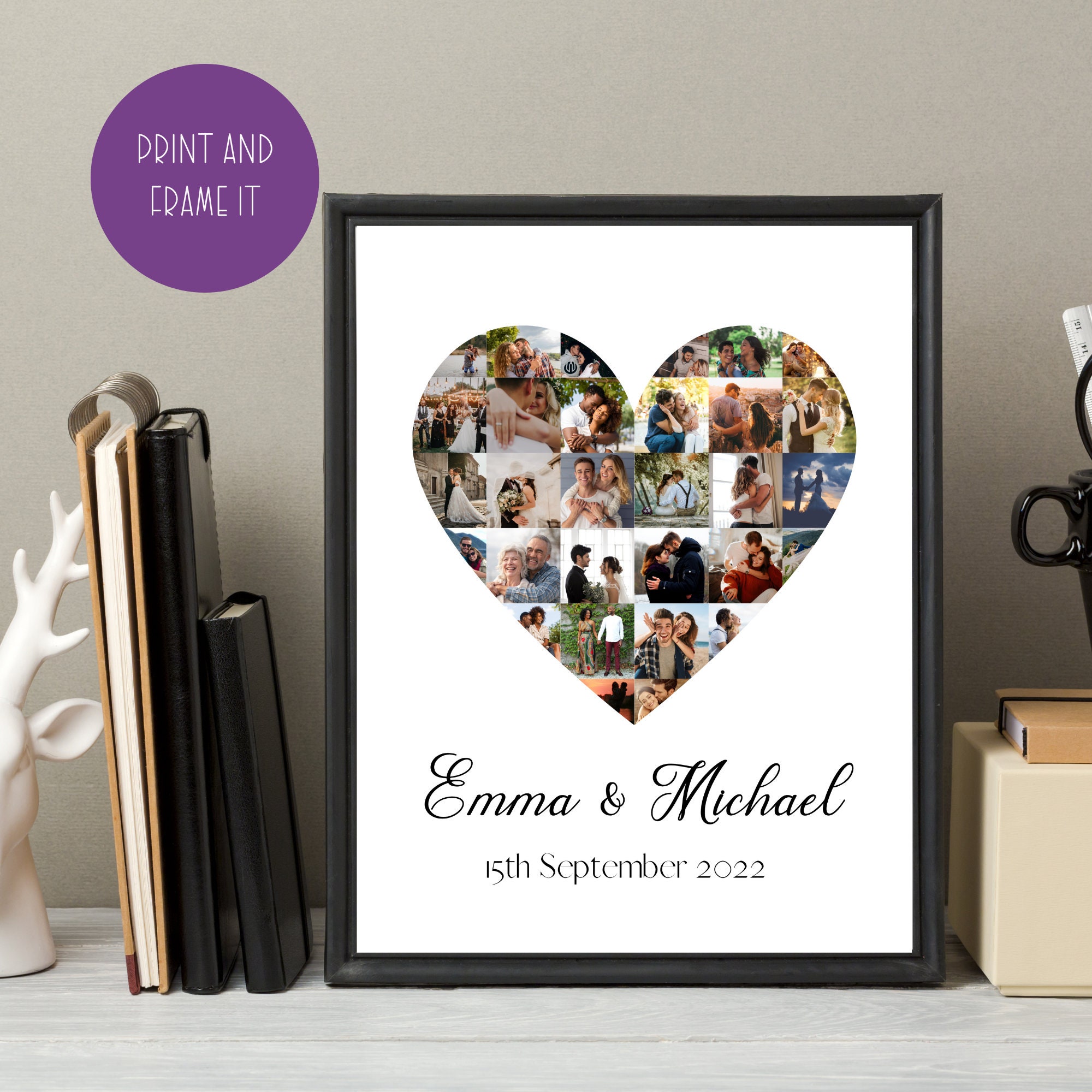 Heart Shaped Photo Collage Template Heart Collage Poster Anniversary ...