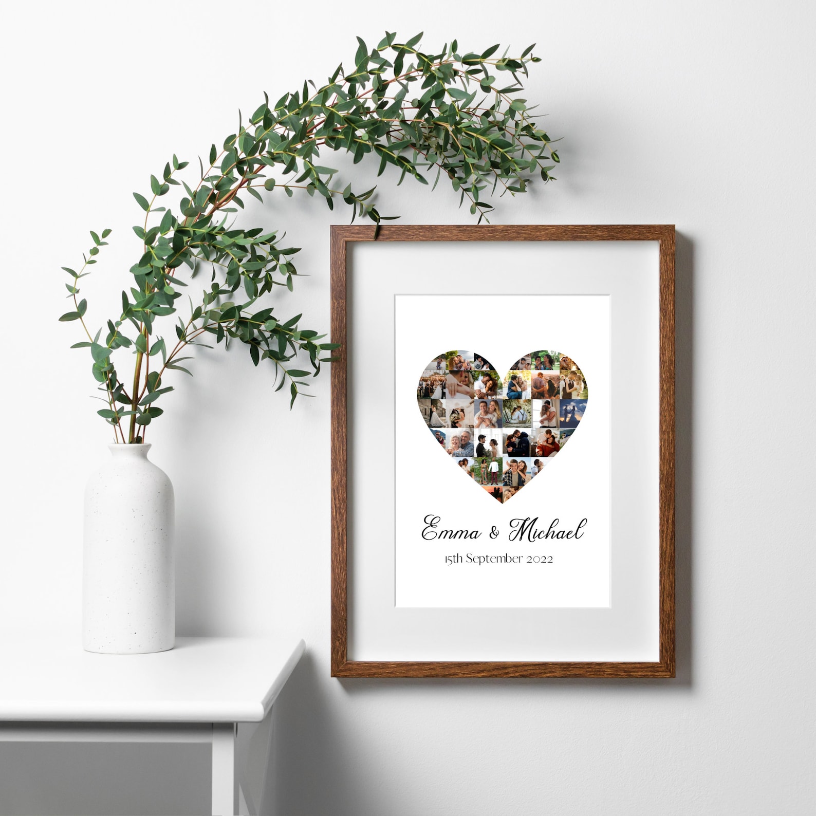 Heart Shaped Photo Collage Template Heart Collage Poster Anniversary ...