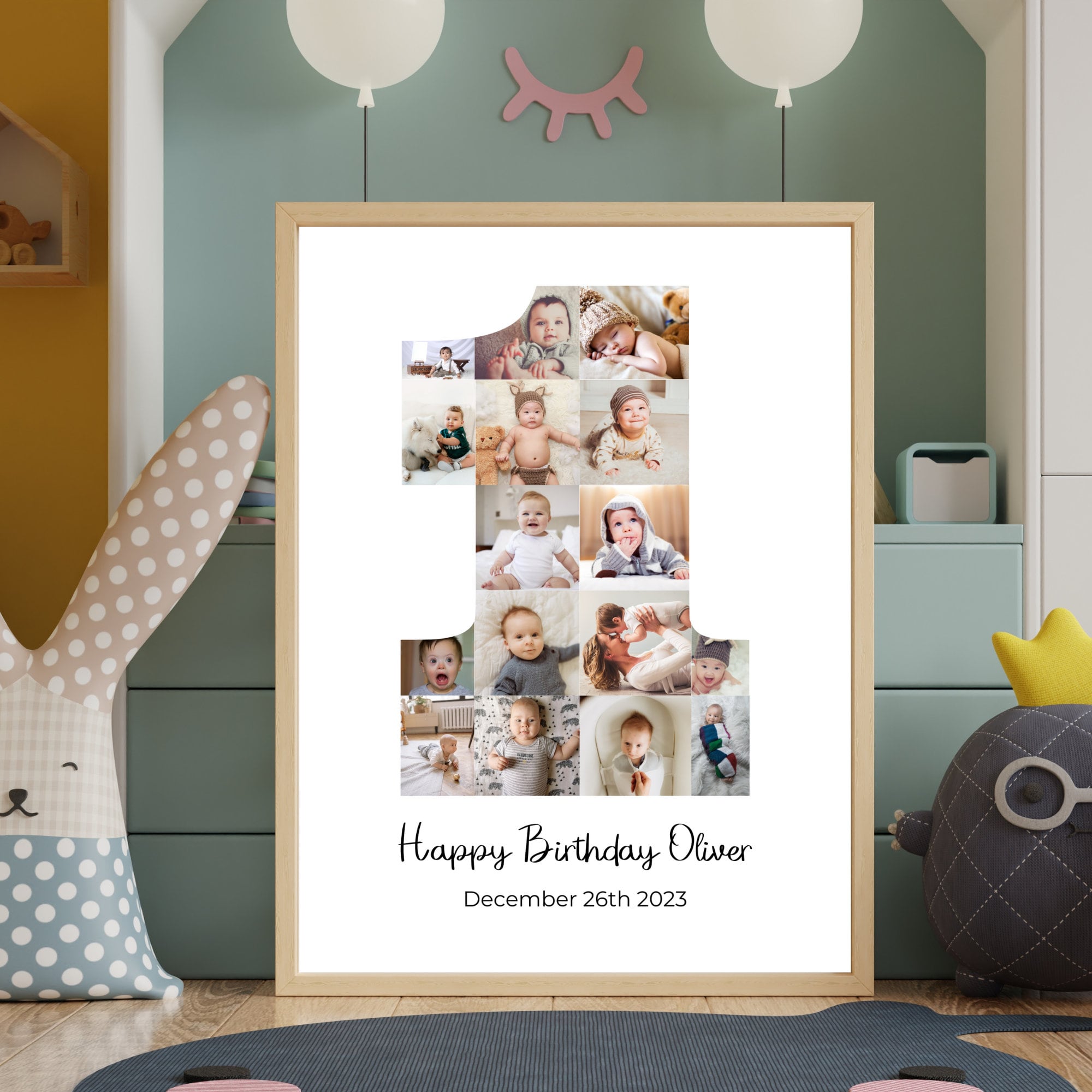 First Birthday Photo Collage Canva Template 1st Birthday Collage for a ...