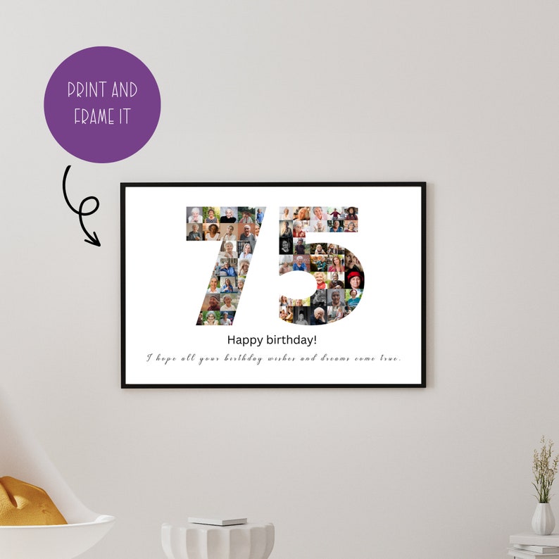 75th Birthday Photo Collage Template 75th Birthday Gift for - Etsy