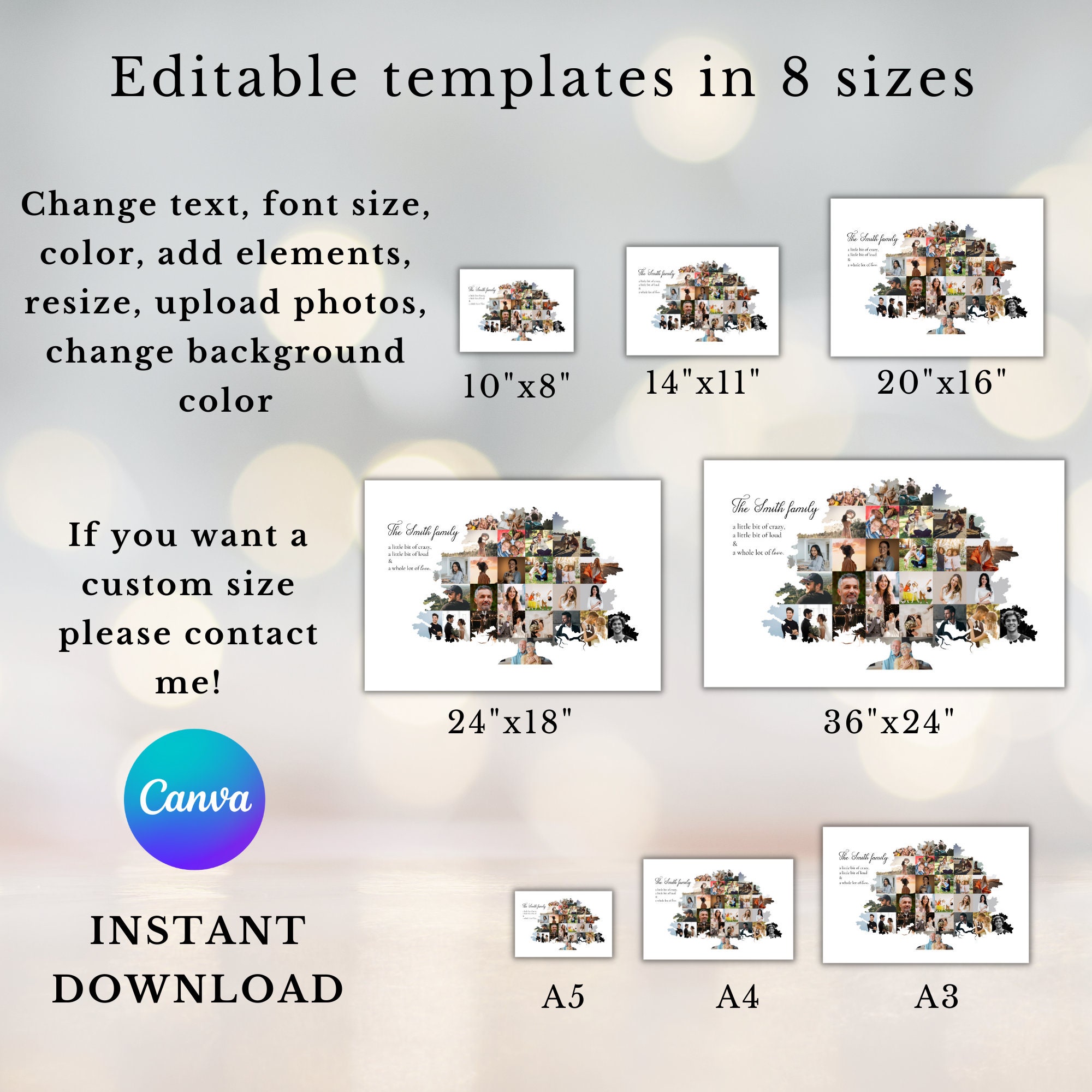 Family Tree Photo Collage Template Family Reunion Gift Photo Collage ...