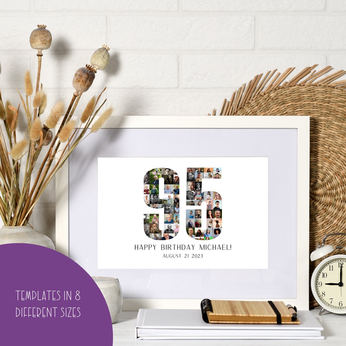 95th Birthday Photo Collage Template Custom 95th Birthday Gift - Etsy