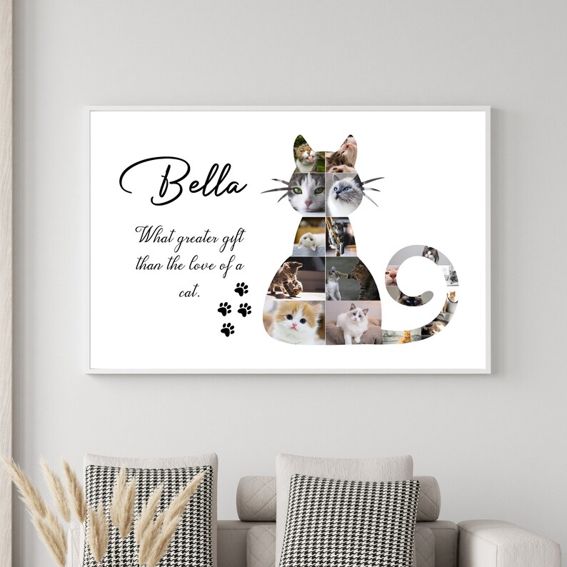 Cat Photo Collage Canva Template Cat Picture Frame Cat Lover Gift Pet ...