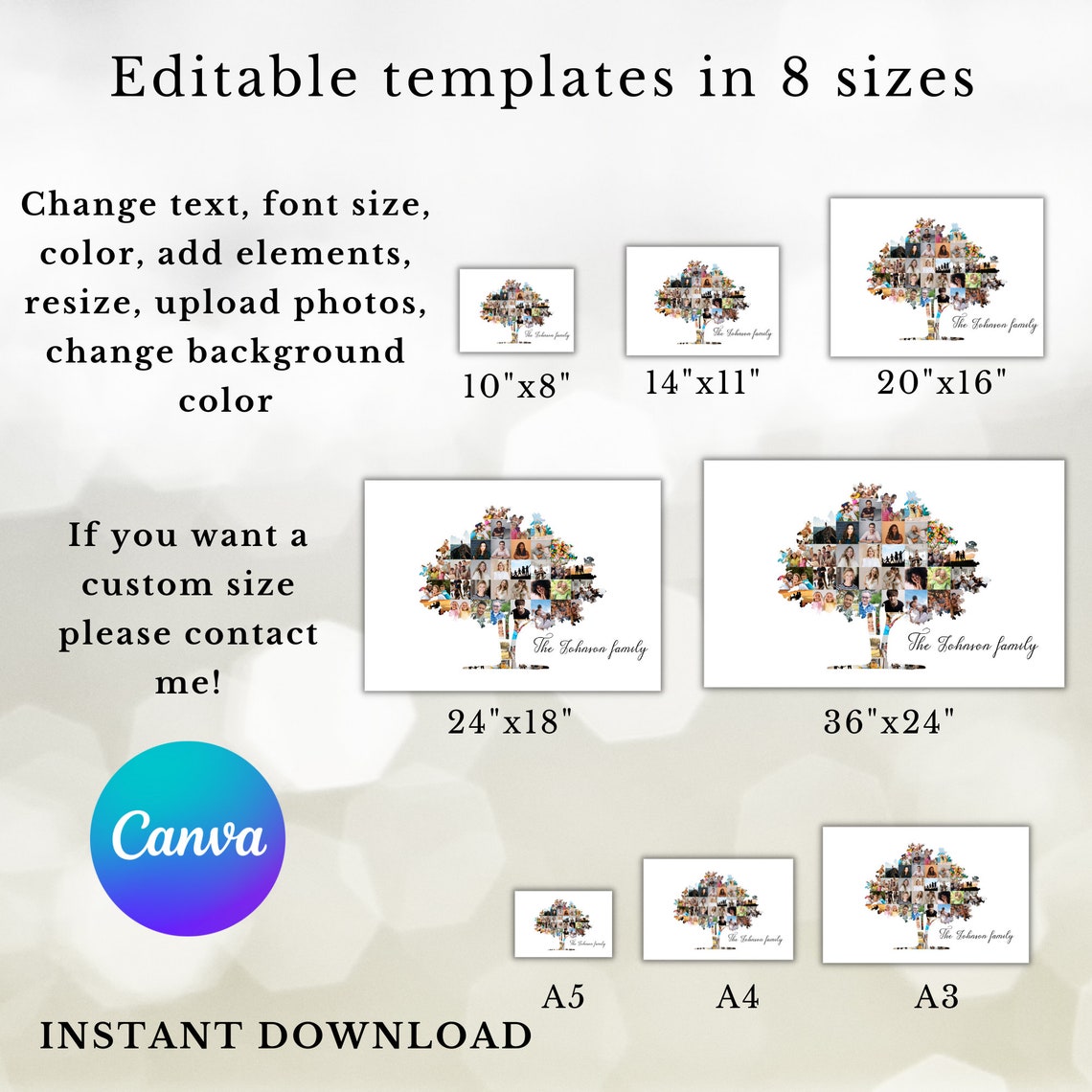 Family Tree Collage Family Tree Photo Collage Template Family - Etsy