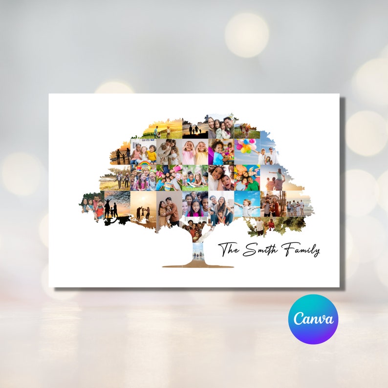Family Tree Photo Collage Canva Template Family Reunion Gift - Etsy