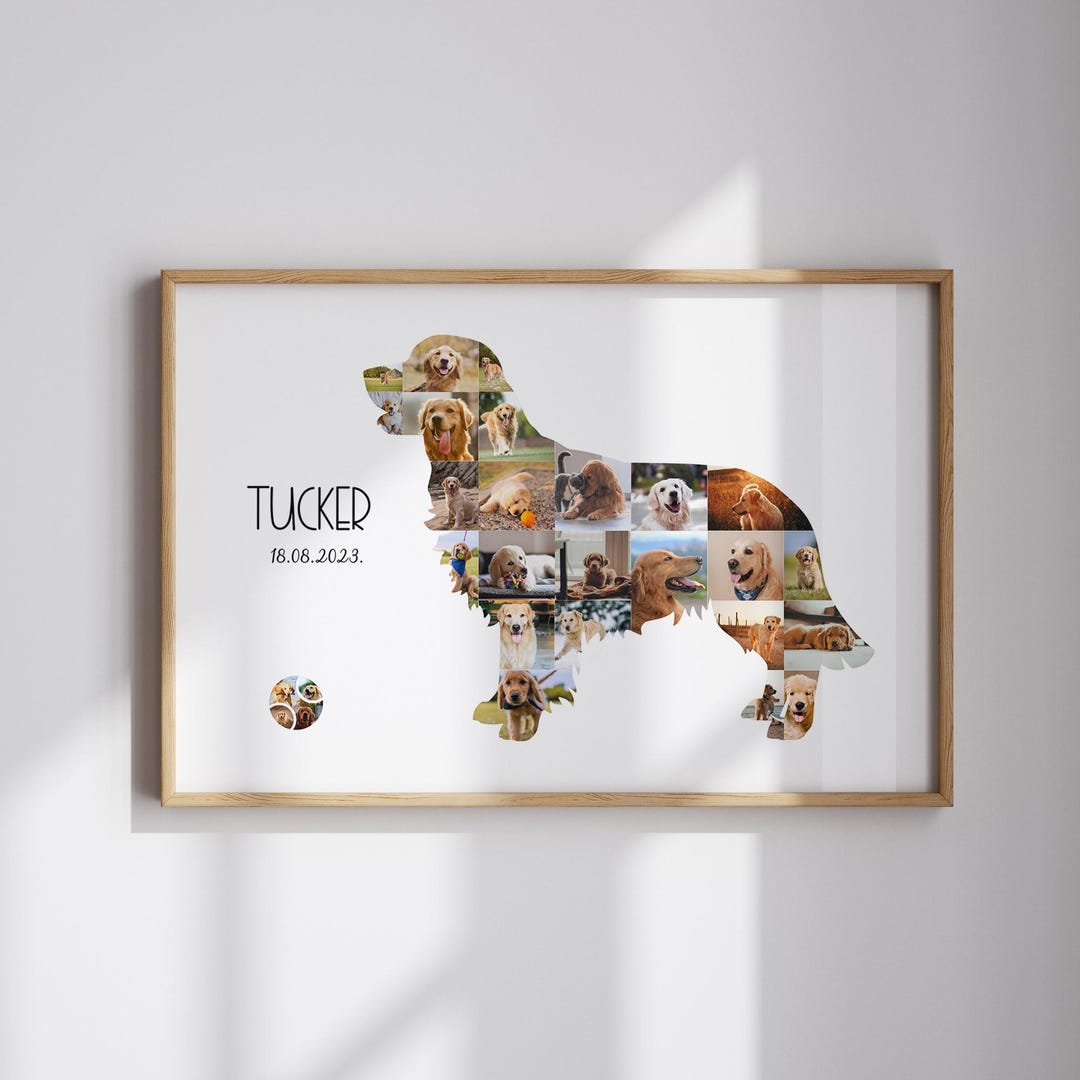 Dog Photo Collage Cava Template Golden Retriever Pet Memorial Photo ...