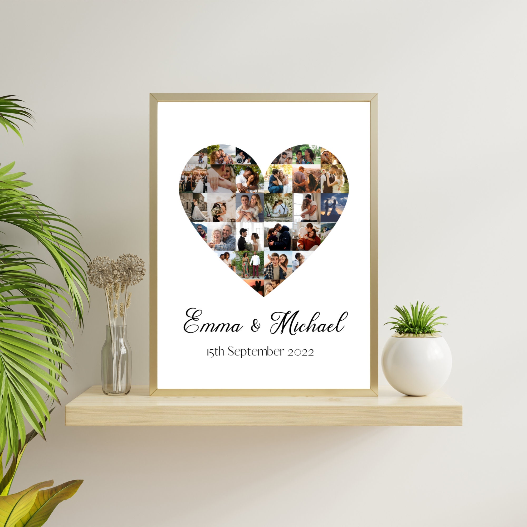 Heart Shaped Photo Collage Template Heart Collage Poster Anniversary ...