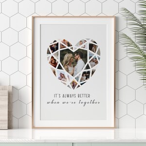 Heart Photo Collage Template Anniversary Gift for Him Personalized ...