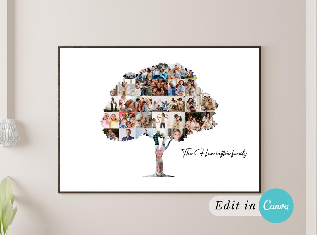 Custom Family Tree Photo Collage Canva Template Printable Family Tree ...