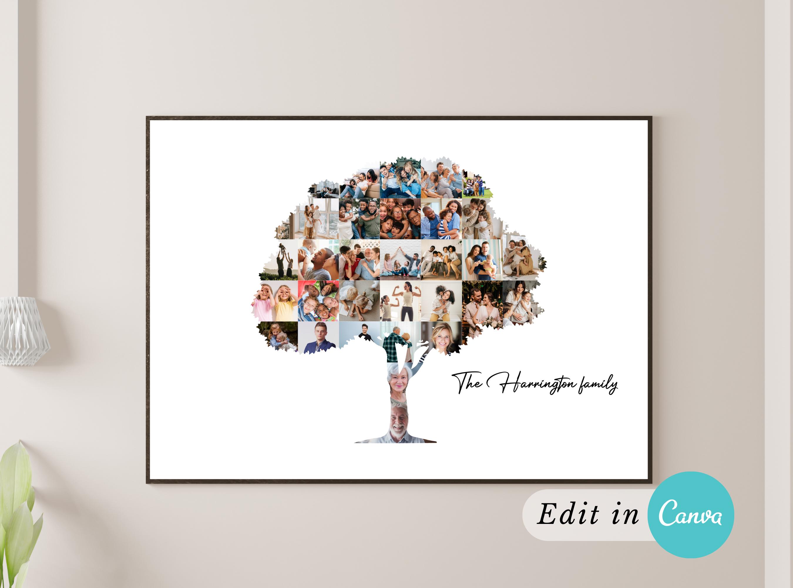 Custom Family Tree Photo Collage Canva Template Printable Family Tree ...