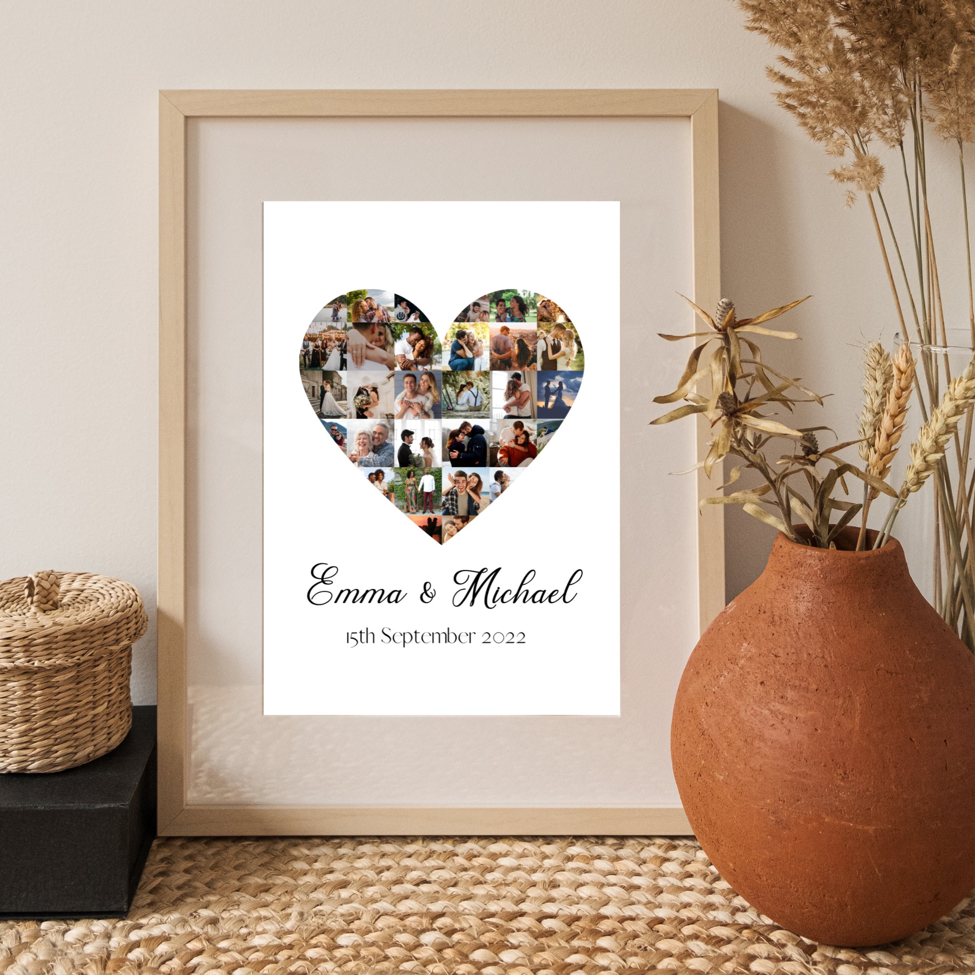 Heart Shaped Photo Collage Template Heart Collage Poster Anniversary ...