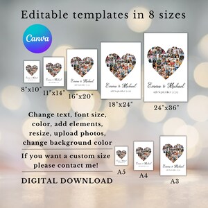 Custom Heart Photo Collage Template Heart Shaped Photo Collage Wedding ...