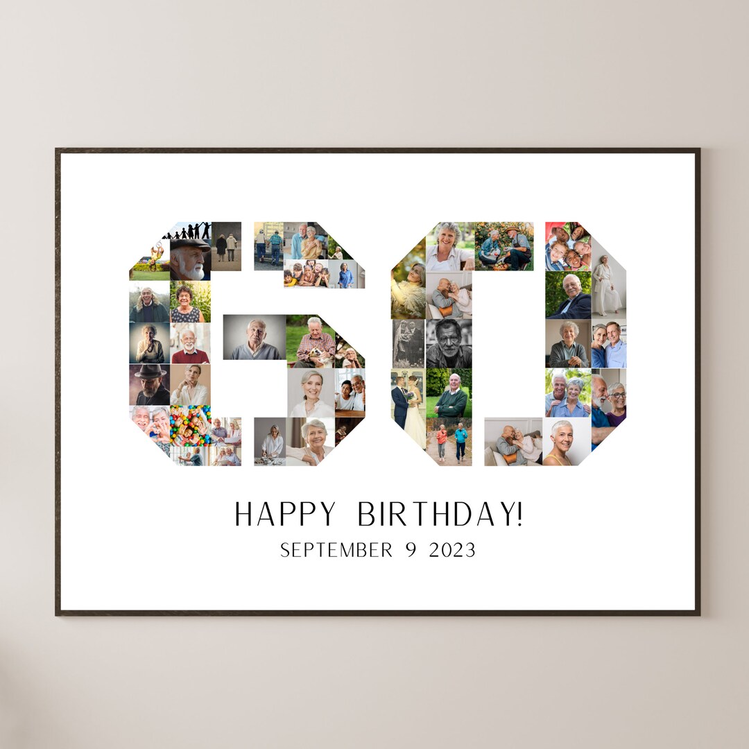 60th Birthday Photo Collage Canva Template 60th Birthday Gift for ...