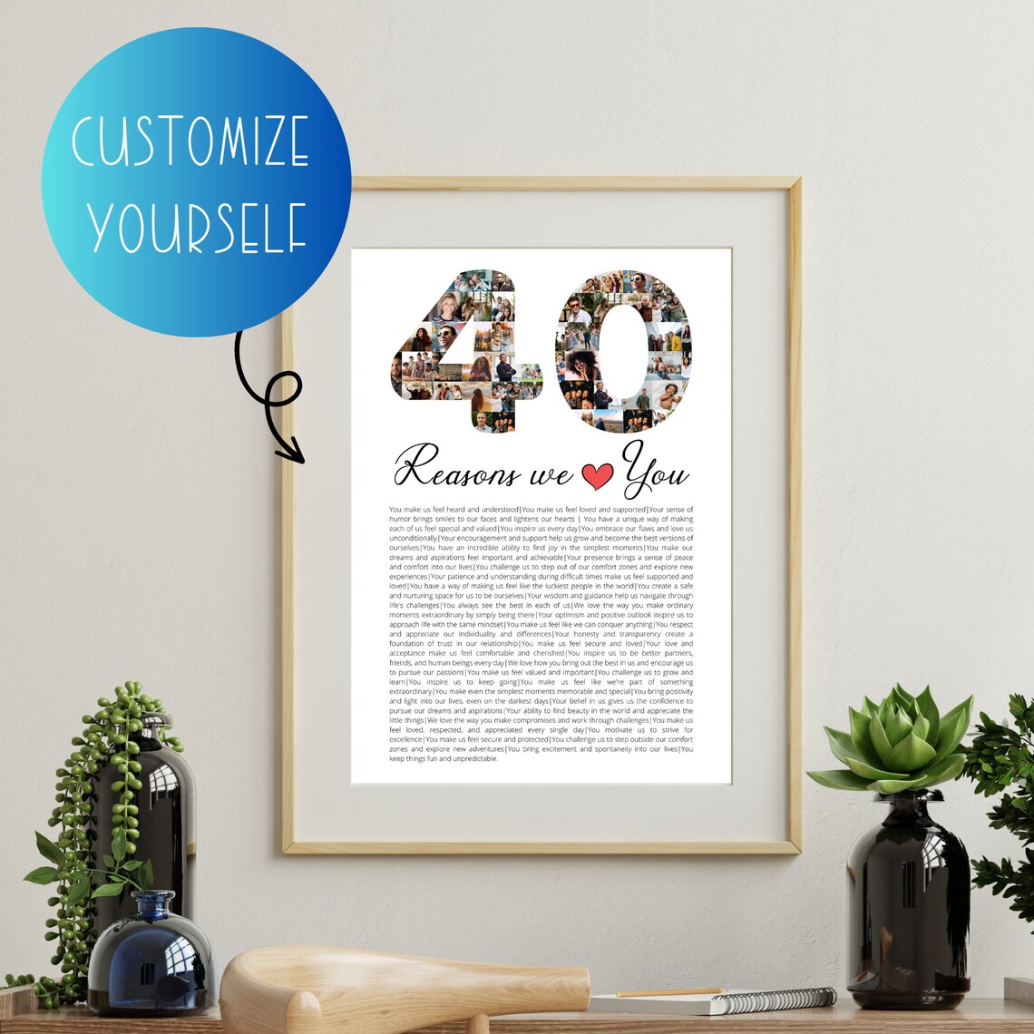 40th Birthday Photo Collage Template 40 Reasons We Love You - Etsy