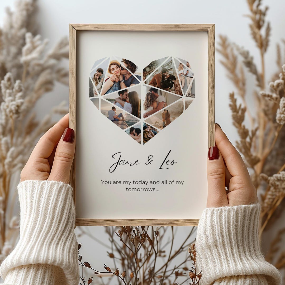 Heart Photo Collage Canva Template Personalized Valentine's Day Gift ...