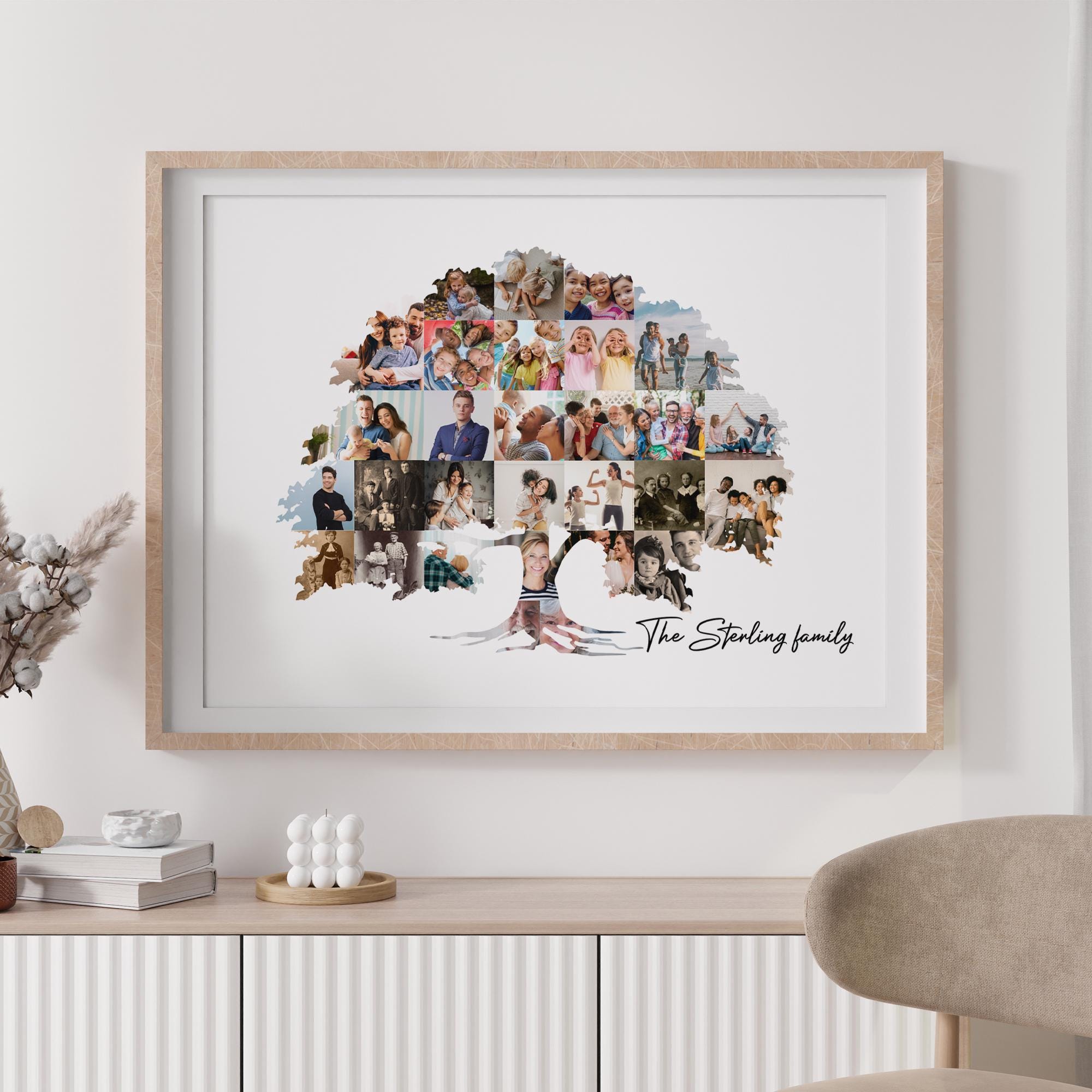 Family Tree Photo Collage Canva Template Family Tree Wall Art Photo ...