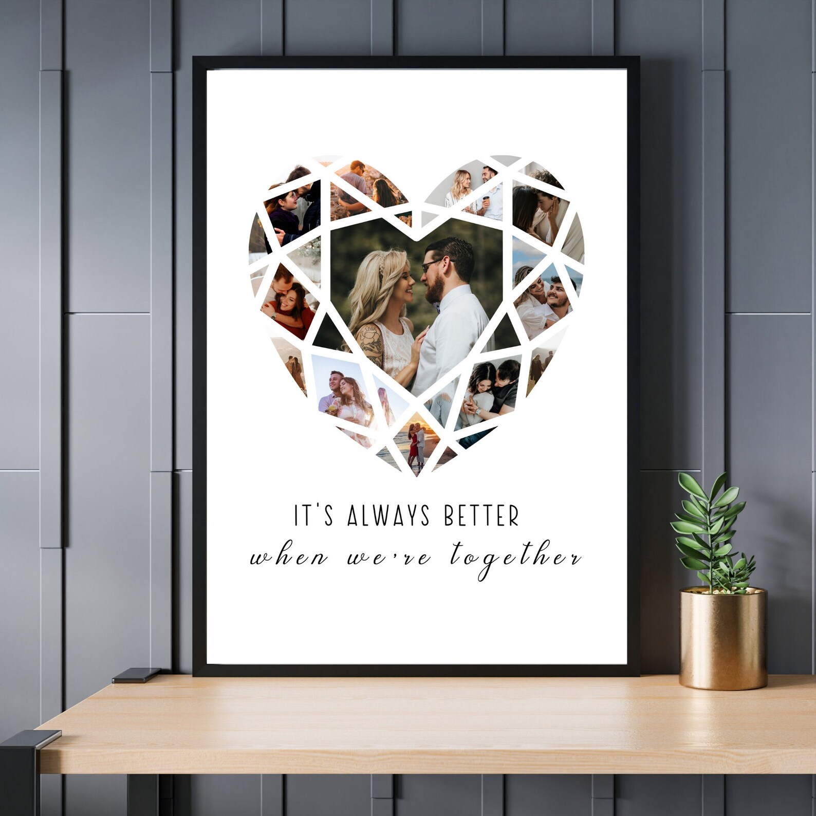 Heart Photo Collage Template Anniversary Gift for Him Personalized ...