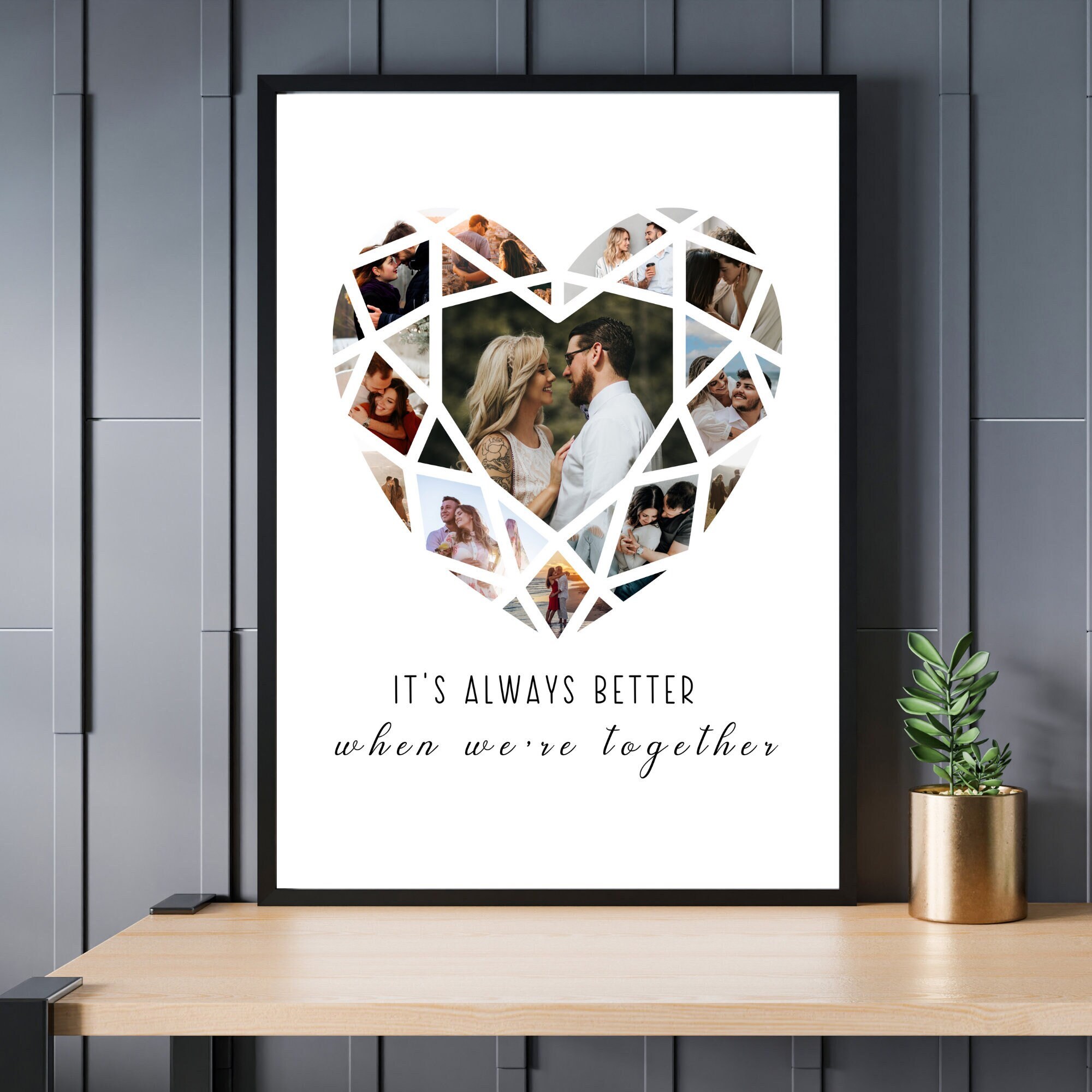 Heart Photo Collage Template Anniversary Gift for Him Personalized ...