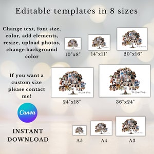 Custom Family Tree Photo Collage Template Family Reunion Tree - Etsy