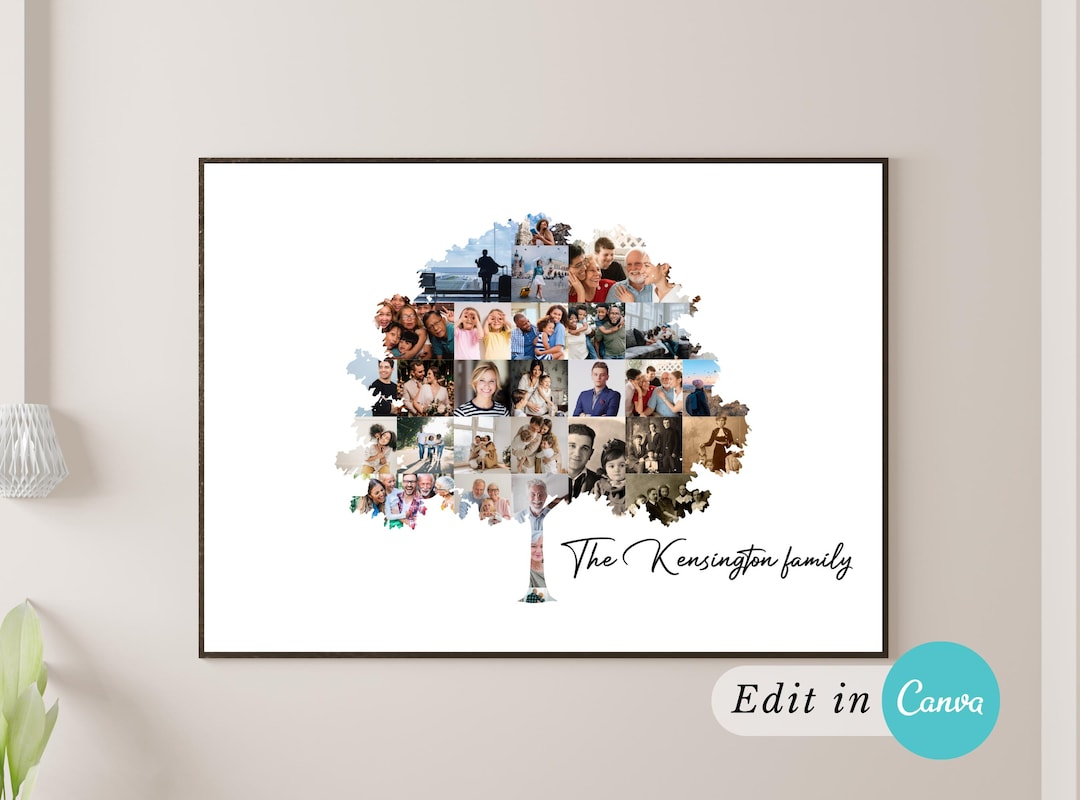 Custom Family Tree Photo Collage Canva Template Printable Family Tree ...